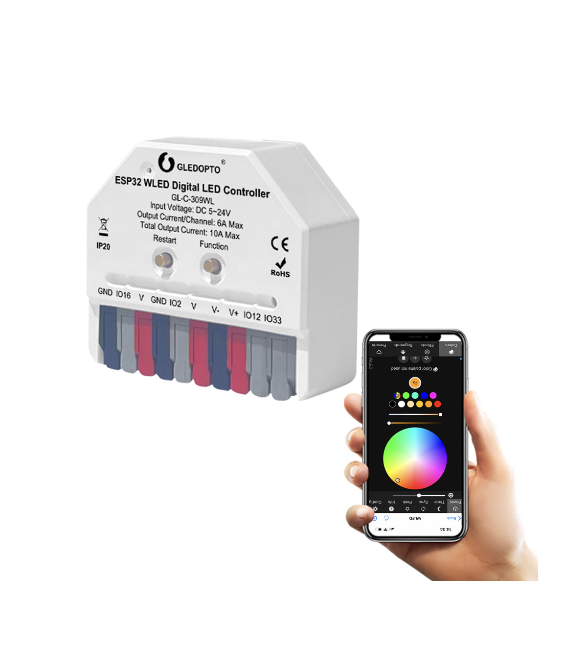 Sterownik WLED Magic Pixel LED WiFi ESP32 Home Assistant WS281x