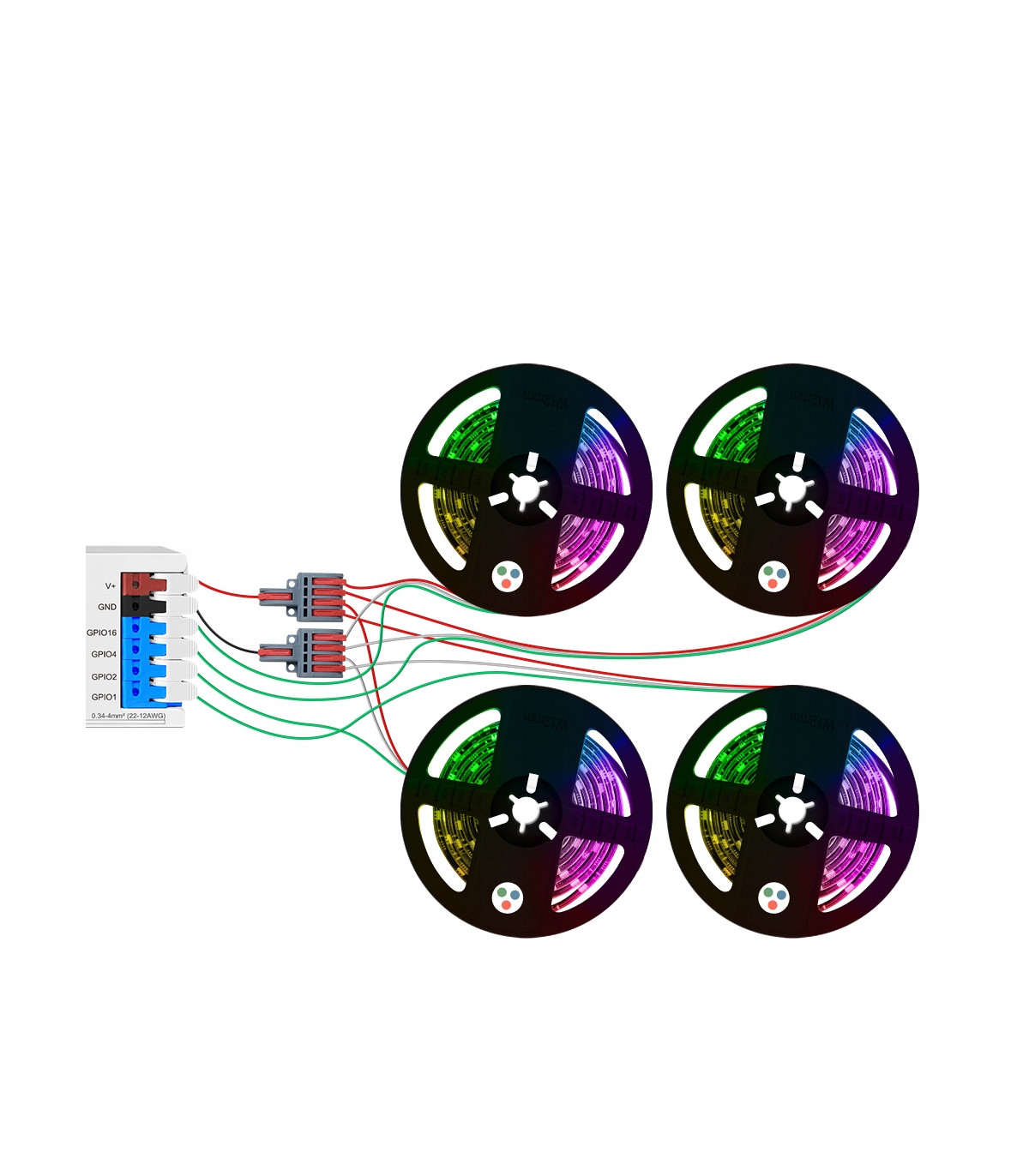 Sterownik LED WLED RGB WiFi ESP32 Home Assistant WS281x MIKROFON - 4 KANAŁY