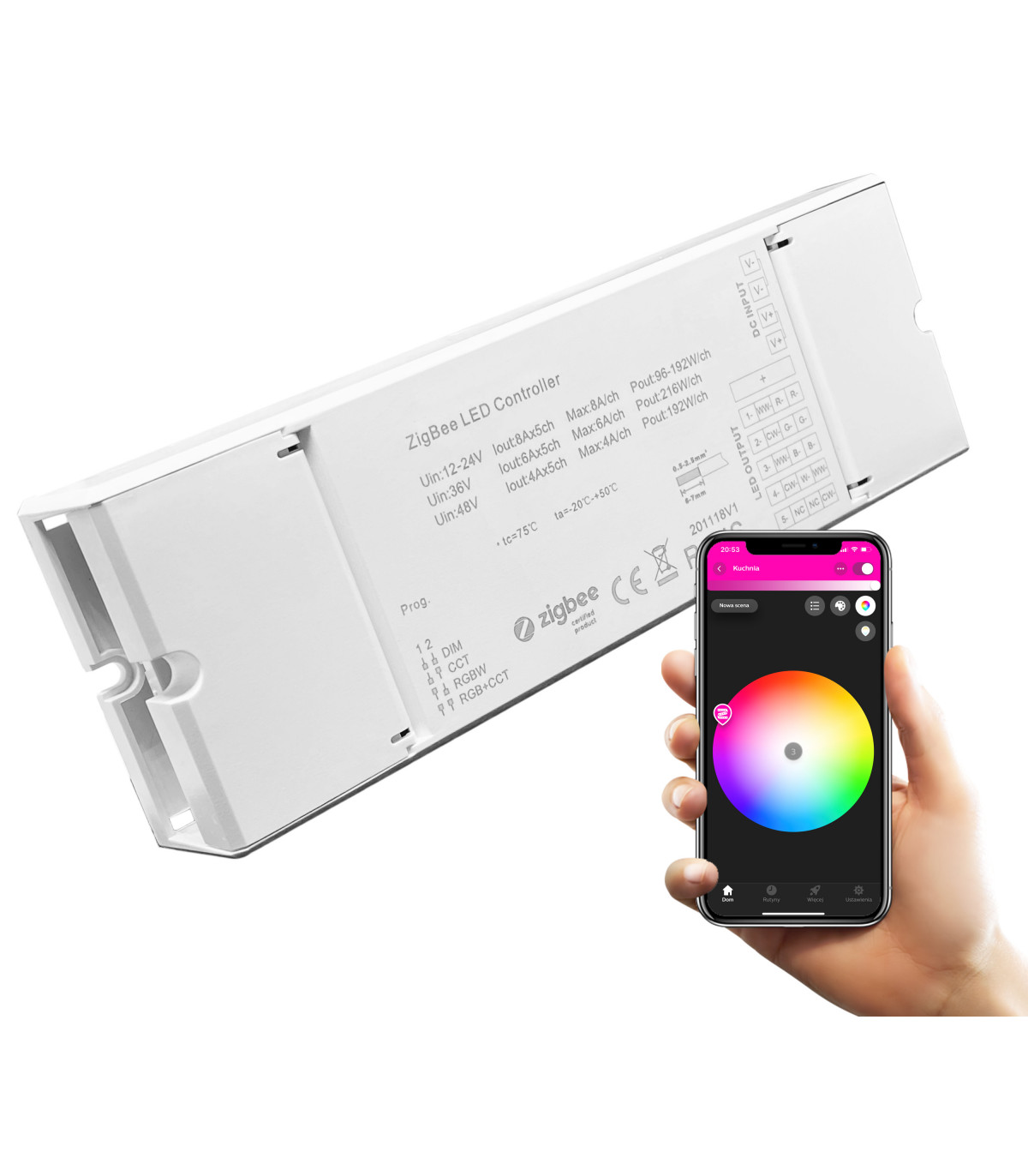 Sterownik 8A ZigBee do taśm LED RGB CCT dla PHILIPS Hue TUYA Smart